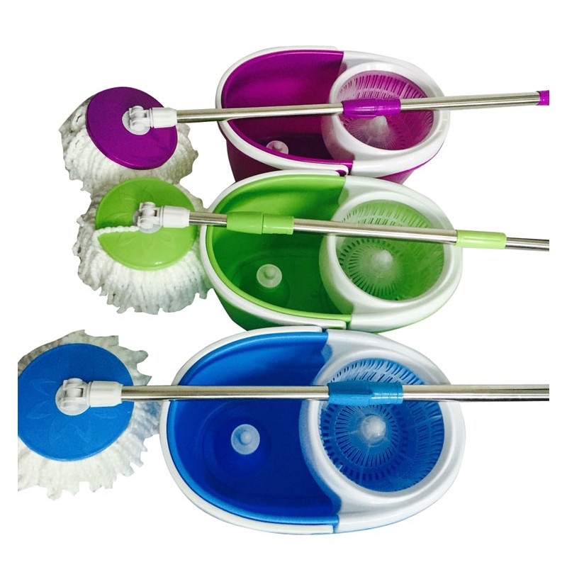 360-Degree Rotary Head Ultra Slim Microfiber Mop with Oval Bucket Green ...