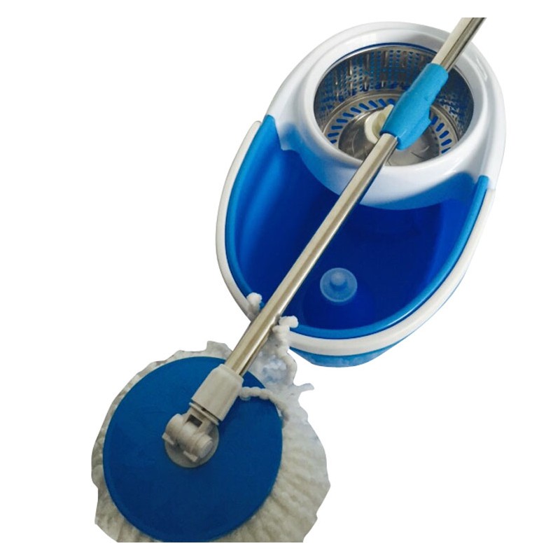 Rotary Head Ultra Slim Microfiber Mop with Stainless Steel Bucket Blue ...