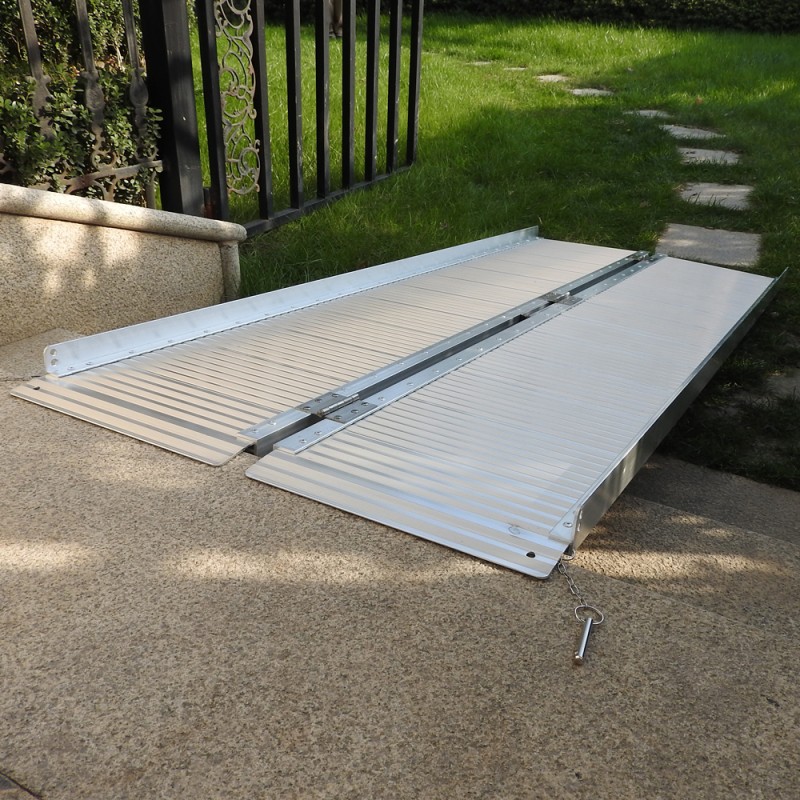Home Corridor Folding Ramp 6Ft Aluminum Alloy Silver - Alimart