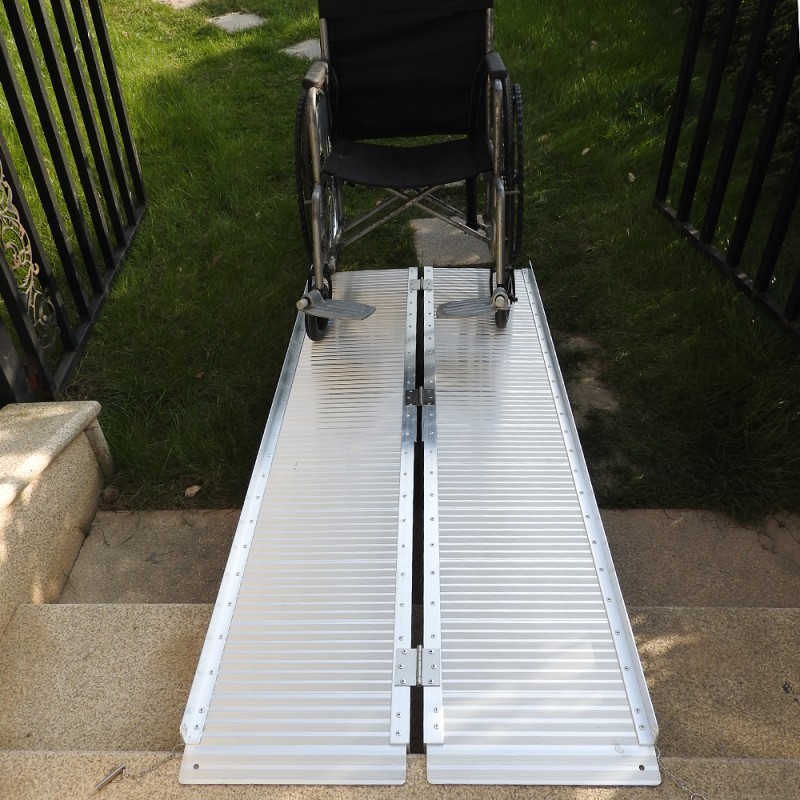 Home Corridor Folding Ramp 6Ft Aluminum Alloy Silver - Alimart