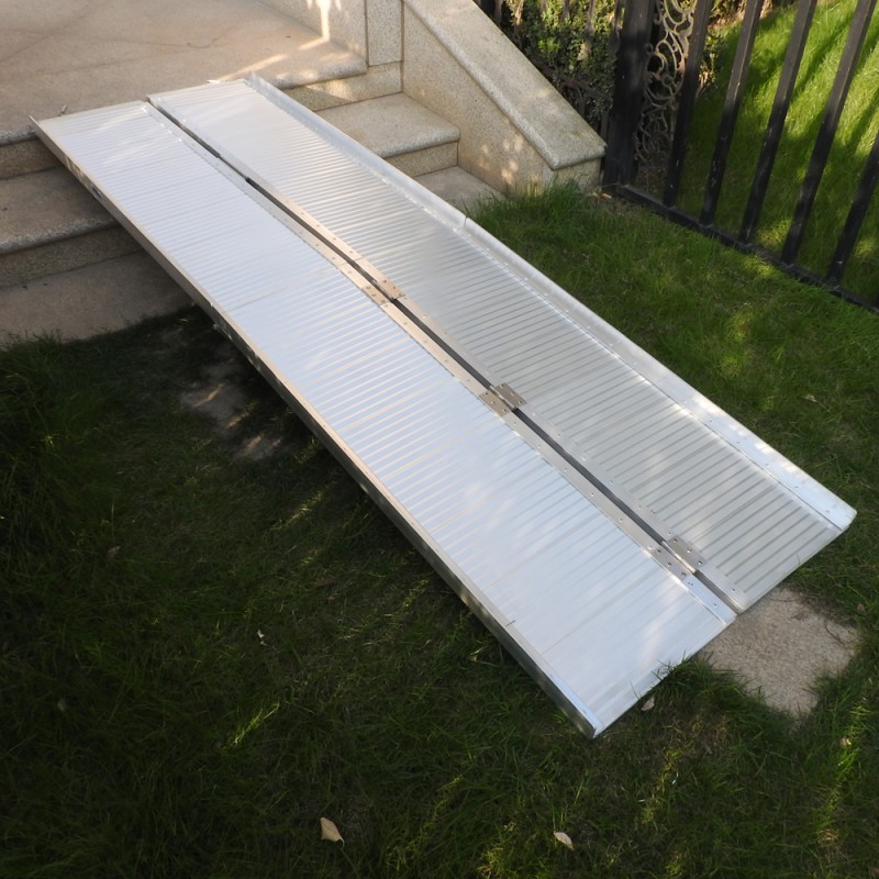 Folding Ramp 8Ft Home Corridor Aluminum Alloy Silver - Alimart