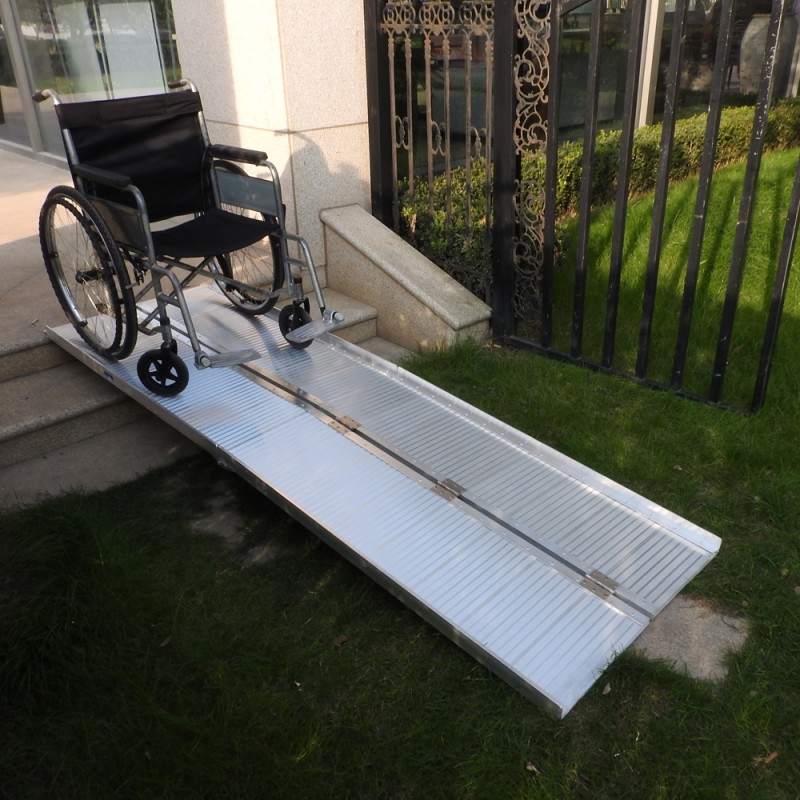Folding Ramp 8Ft Home Corridor Aluminum Alloy Silver - Alimart