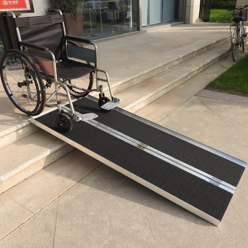 Home Corridor Folding Ramp 6Ft Aluminum Alloy Black - Alimart
