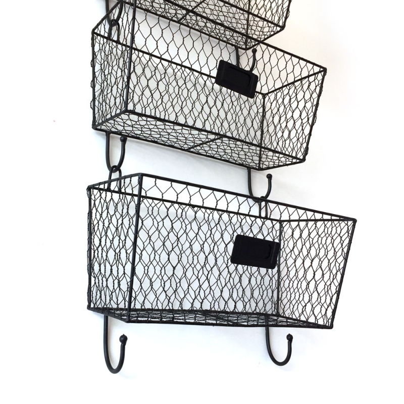 3pcs Wire Letter Mail Mount Metal Rack Basket Vintage Triple Organizer ...