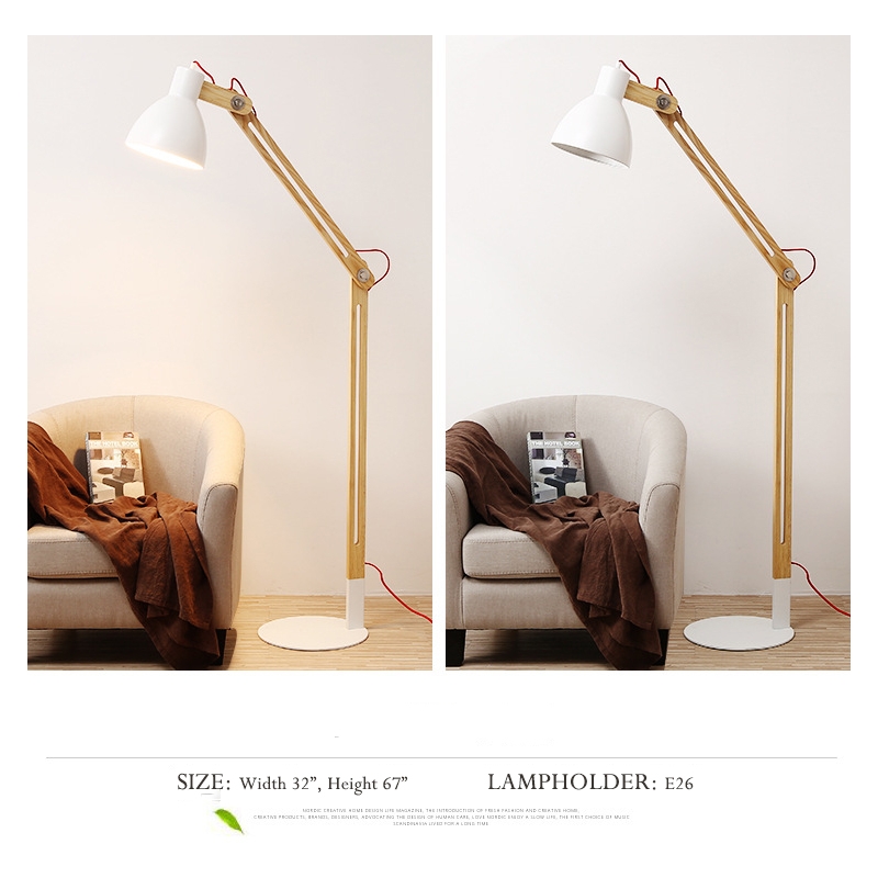 Tomons 67" Wood Task Floor Lamp - Alimart