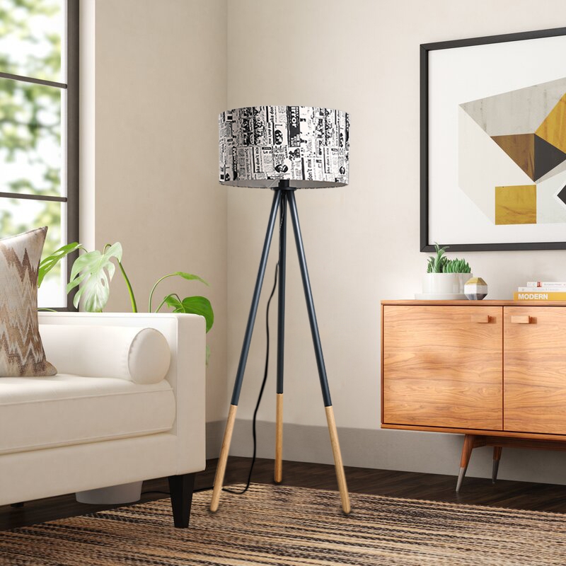 Tray 60" Tripod Wood Floor Lamp - Alimart