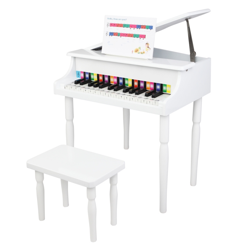 Wooden Toys 30-key Children's Wooden Piano White - Alimart