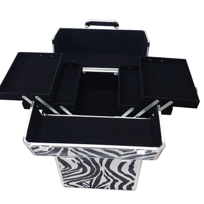 3-in-1 Makeup Train Case Draw-bar Box Design Portable Leopard Grain ...