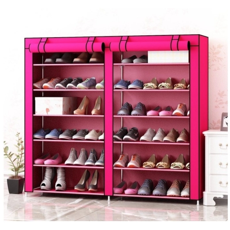 6 Layer 12 Grid Two Rows Home Shoe Rack Shelf Storage Closet Organizer ...