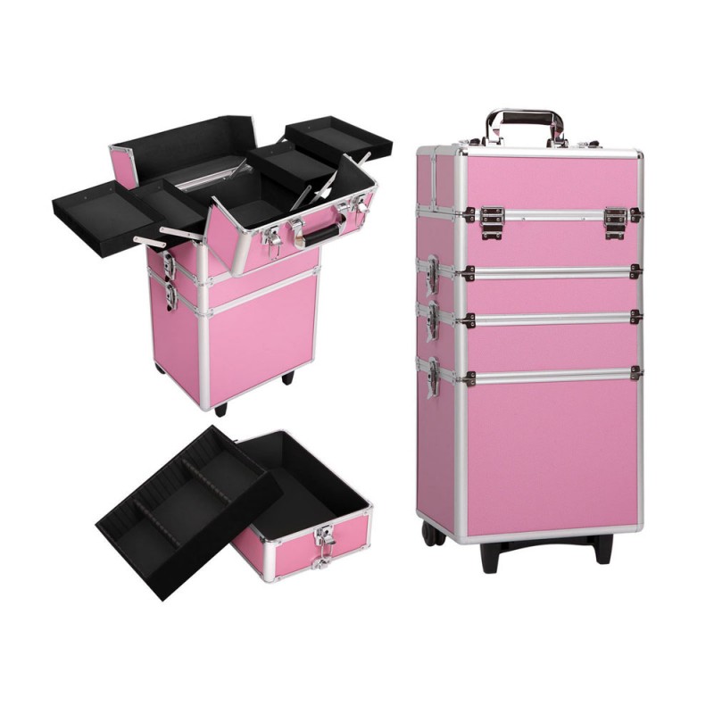 Pro Rolling Aluminum Makeup Case Cosmetic Train Box Trolley Storage ...