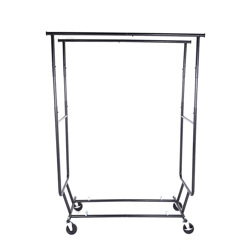 Heavy Duty Steel Double-bar Clothes Rack Black and Chrome Plated - Alimart