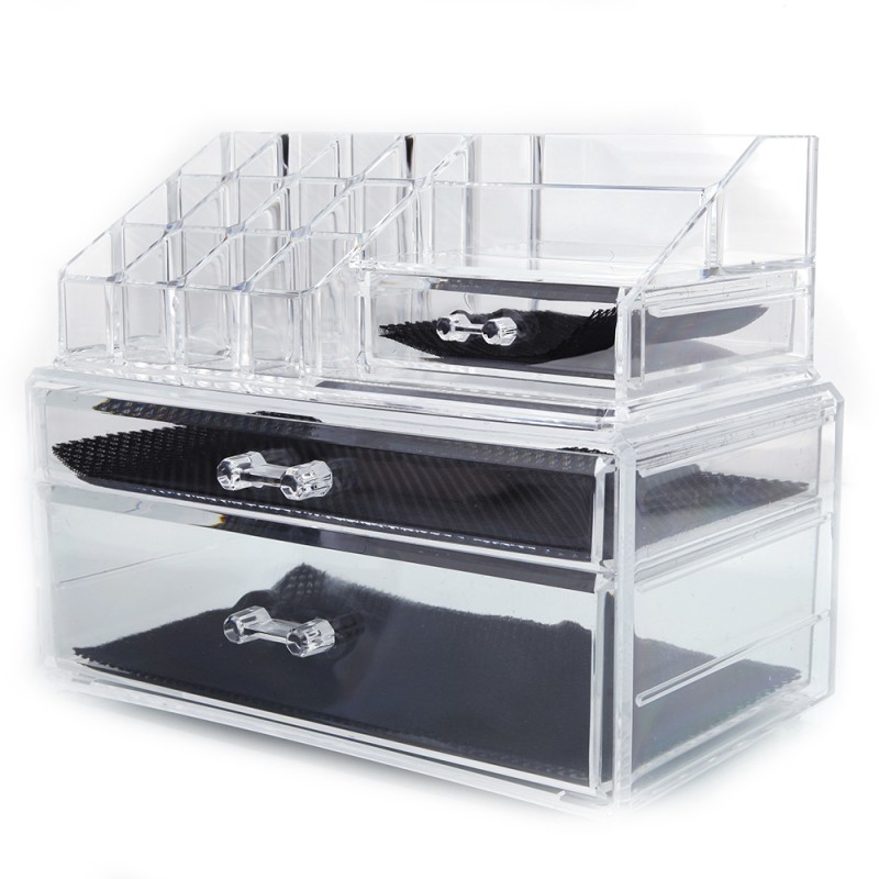 Cosmetics Storage Rack SF-1154 2pcs Plastic with 2 Drawers Transparent ...
