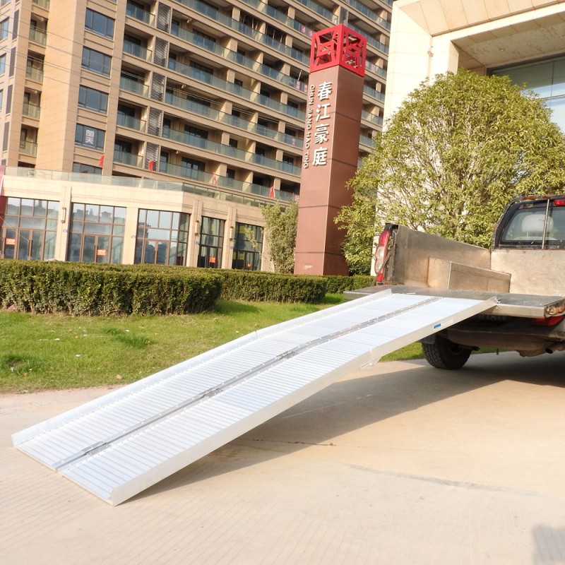 Folding Ramp 8Ft Home Corridor Aluminum Alloy Silver - Alimart