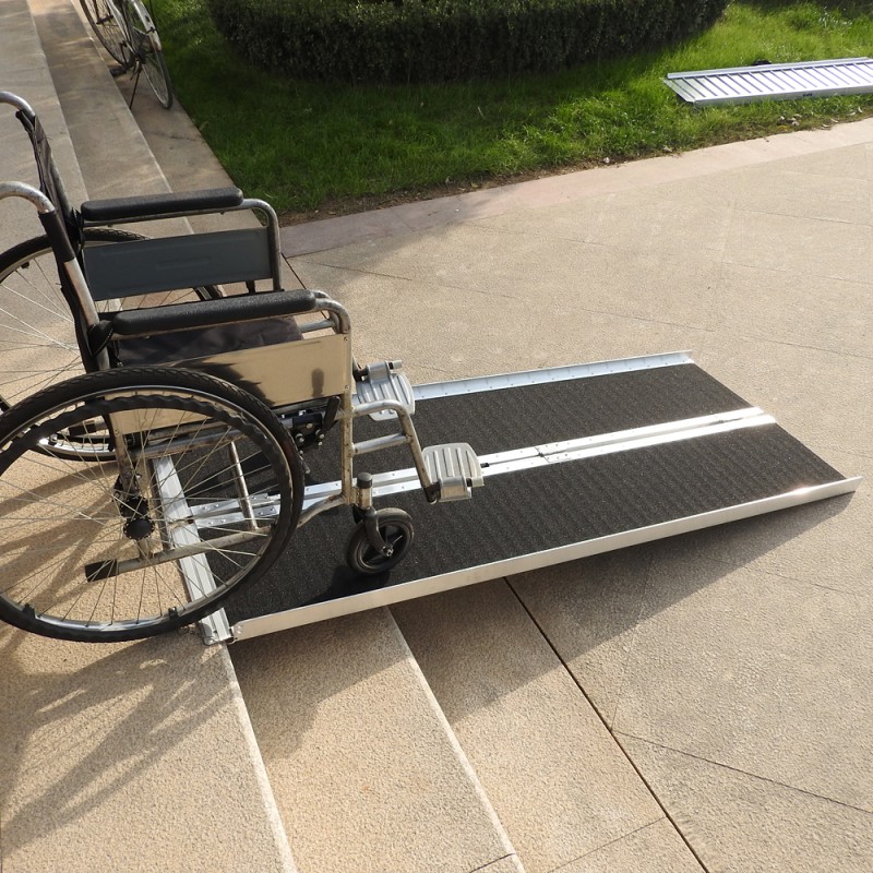 Home Corridor Folding Ramp 6Ft Aluminum Alloy Black - Alimart