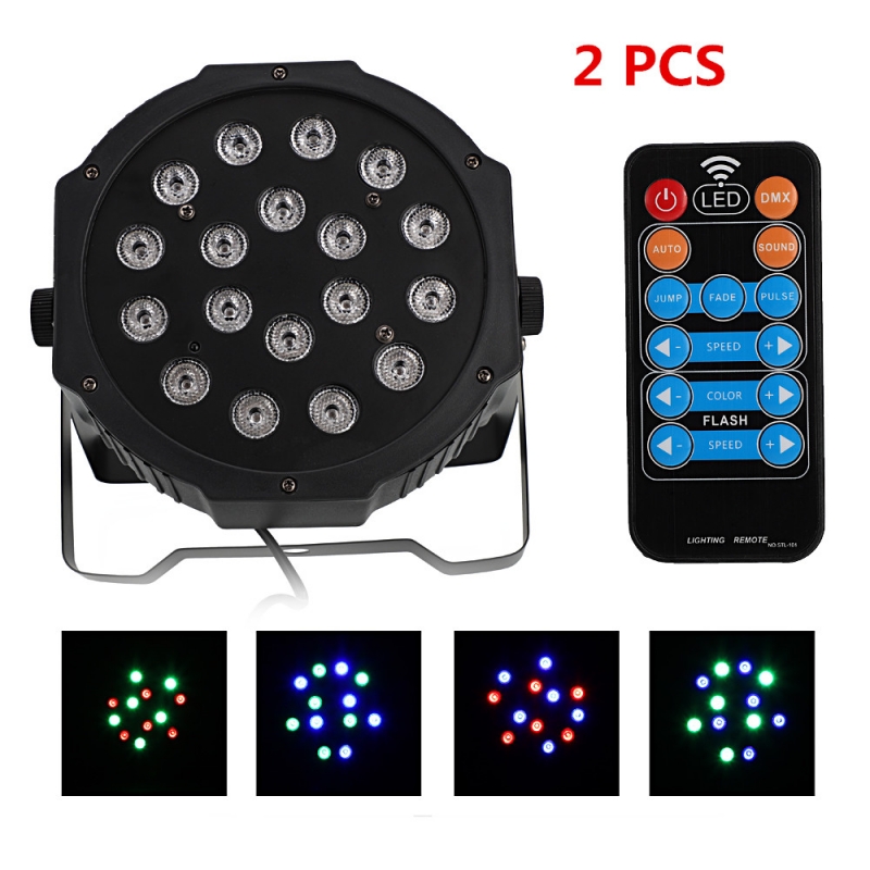 2 X 18 LED RGB DMX Light PAR CAN DJ Stage Lighting for Wedding Party ...