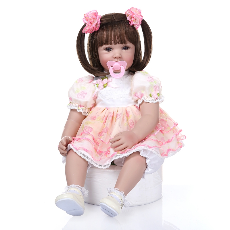 24" Soft Silicone Reborn Toddler Doll Simulation Girl Real NPK Dolls ...
