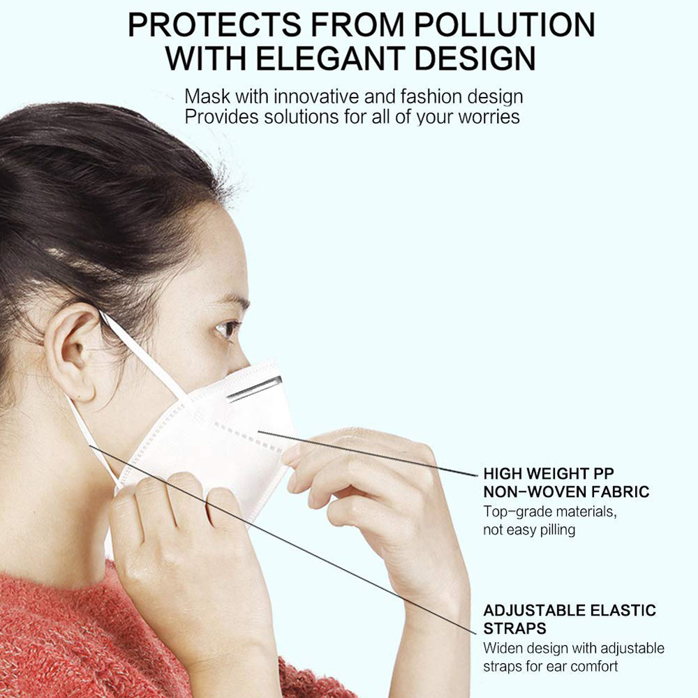 5 Pcs KN95 Masks Air Purifying Dust Pollution Vented Respirator Face ...