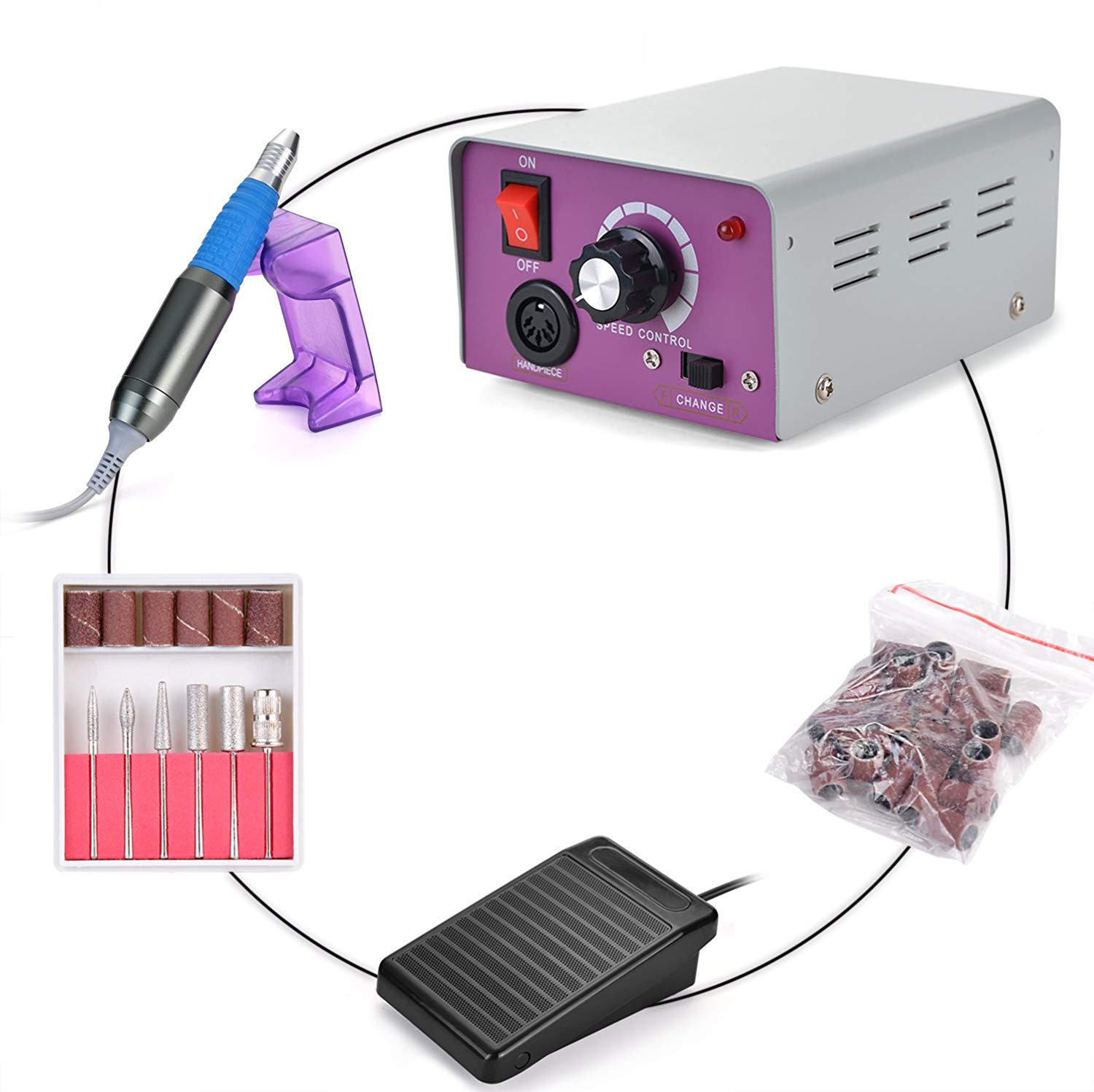 25000RPM Pro-Manicure Tool Pedicure Electric Drill File Nail Art ...