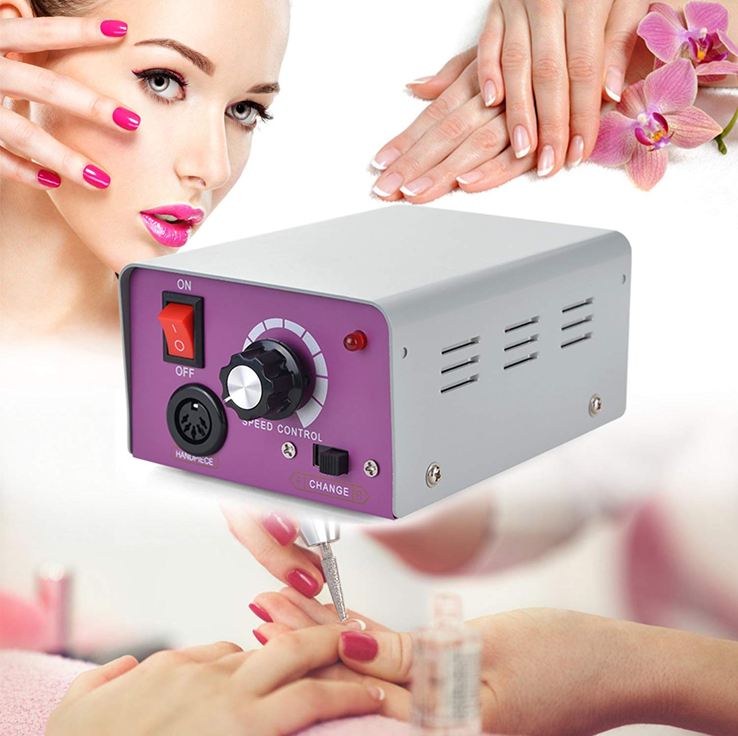 25000RPM Pro-Manicure Tool Pedicure Electric Drill File Nail Art ...