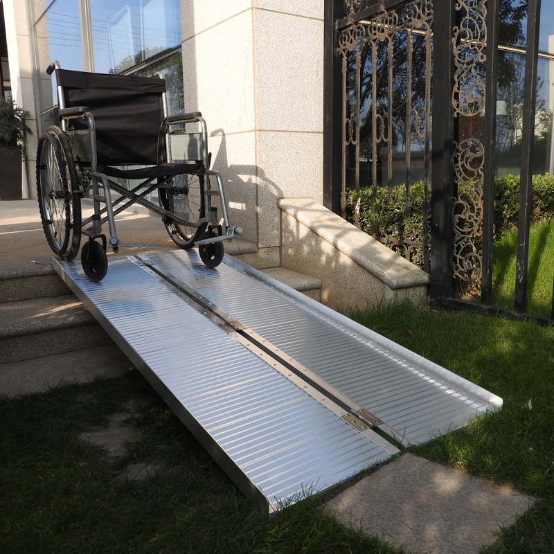 Home Corridor Folding Ramp 6Ft Aluminum Alloy Silver - Alimart