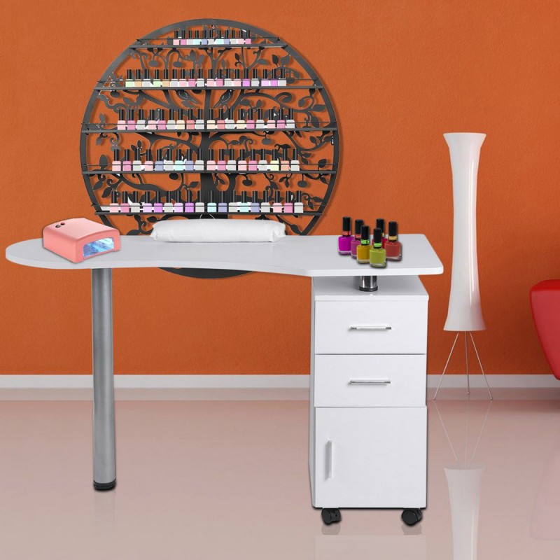 Manicure Nail Table with Drawer White - Alimart