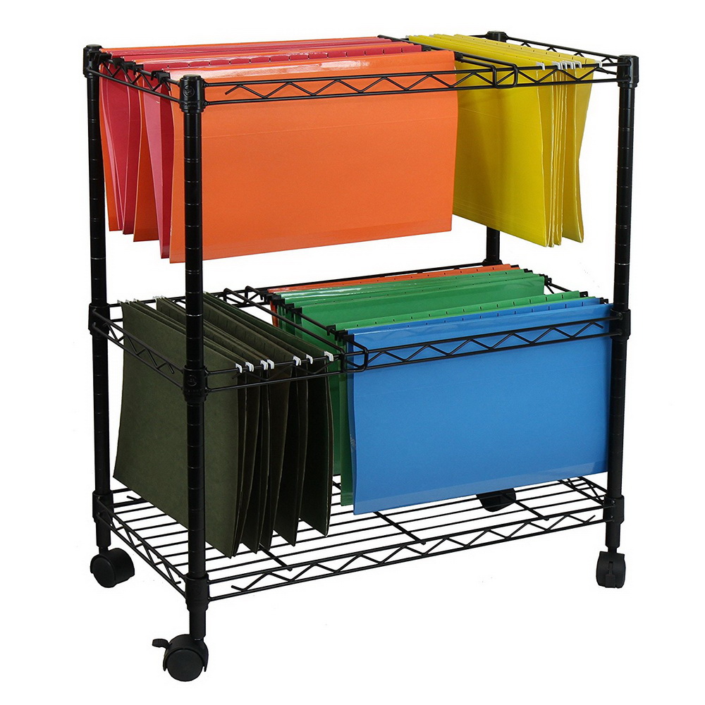 Metal Rolling Mobile File Cart for Letter Size Office Supplies Two Tier ...