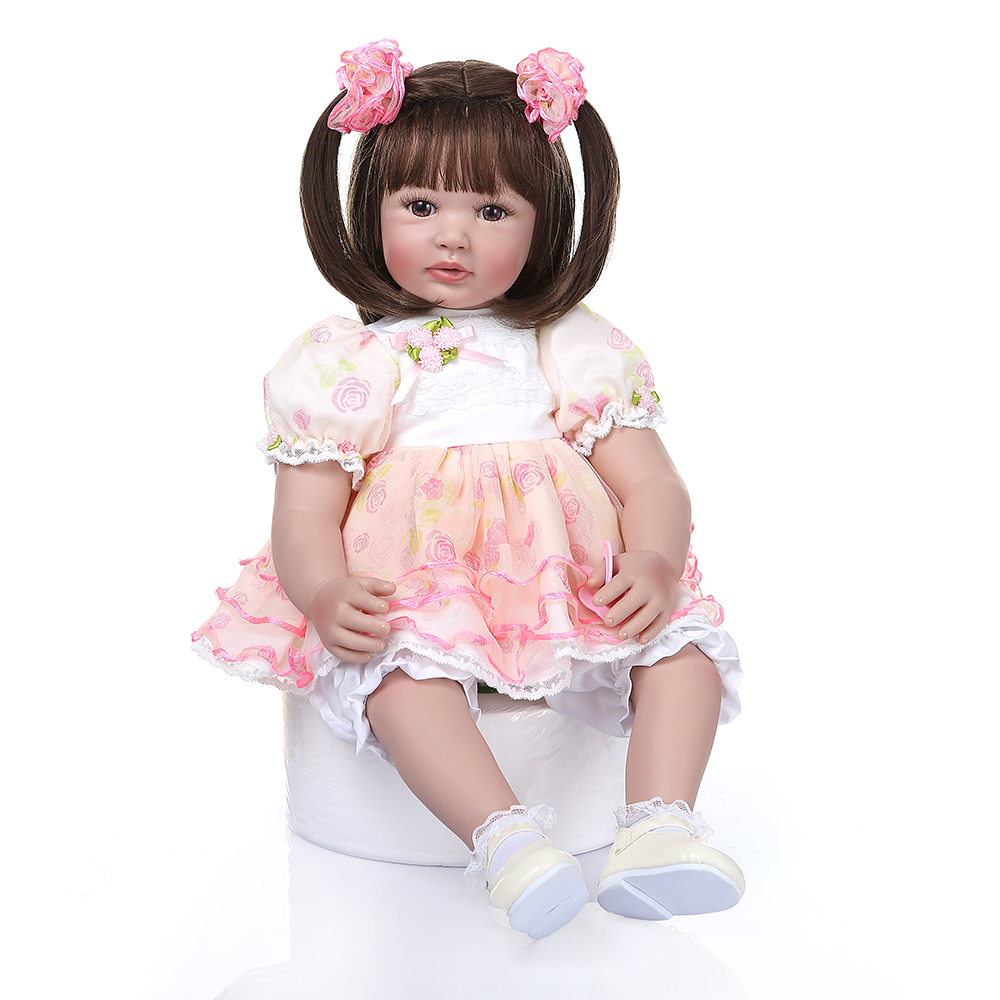 24" Soft Silicone Reborn Toddler Doll Simulation Girl Real NPK Dolls ...